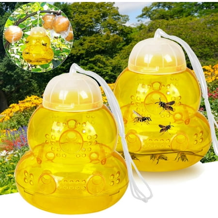 DJKET Set of 2(Yellow)Hanging Hornet Trap, Outdoor Hornet and Wasp Trap ...
