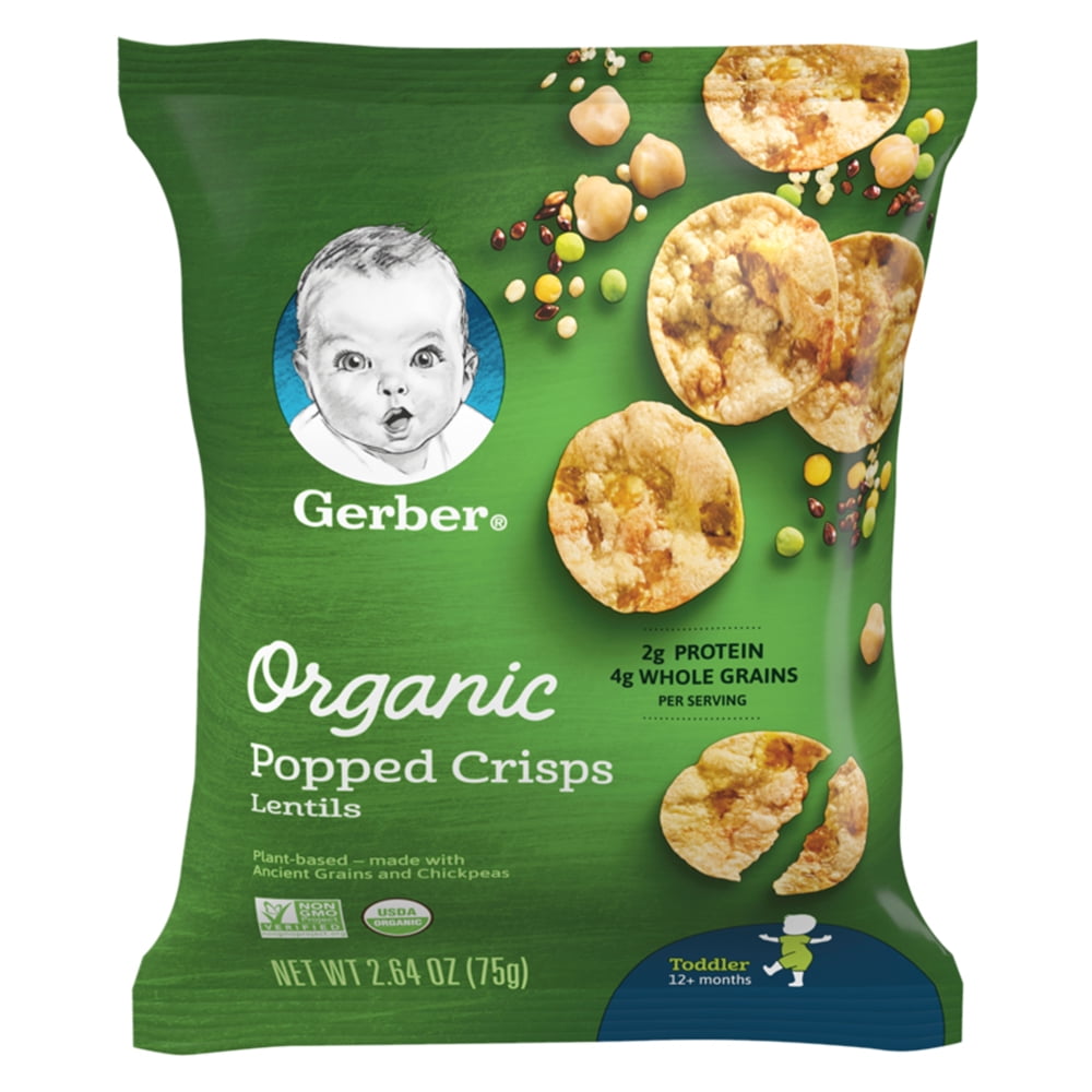 Gerber Organic Popped Crisps Lentils 2.64 oz. Bag (Pack of 4) - Walmart.com