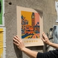 Affixzi London Travel Poster | Retro UK City Wall Art | Mid Century ...