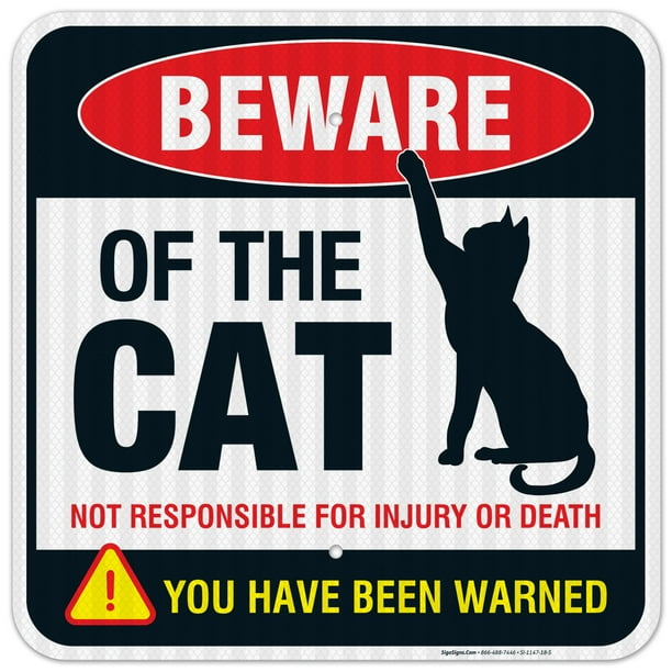Beware of Cat Sign, Funny Attack Cat Sign, - Walmart.com
