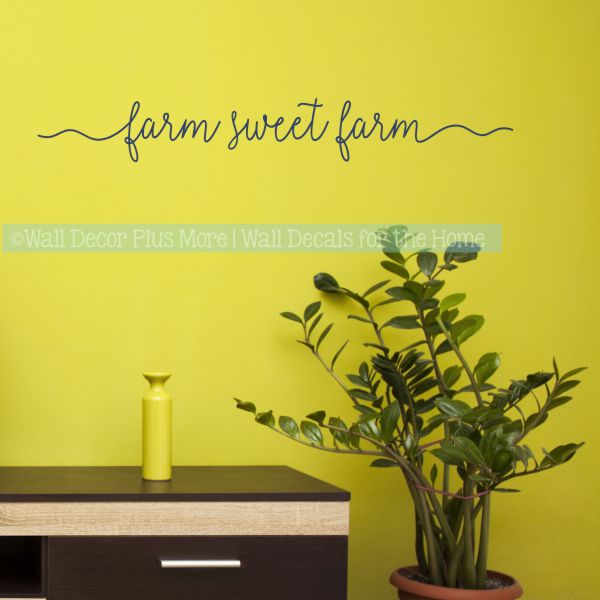 Farm Sweet Farm Cursive Words Wall Decal Farmhouse Decor Kitchen Art ...