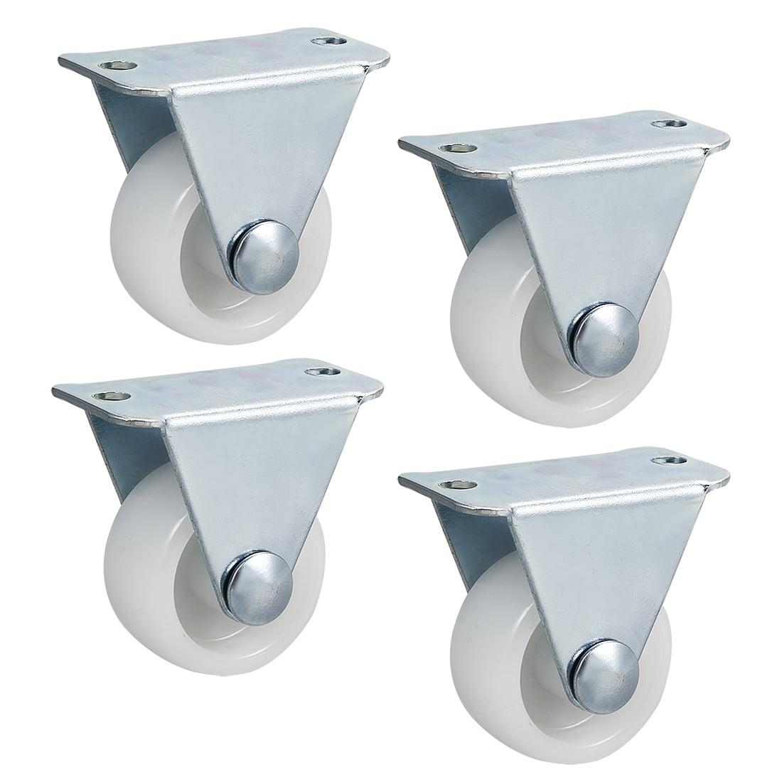 4Pcs 1 Inch Rigid Non-Swivel Casters PP Plastic Wheel Top Plate Mounted ...