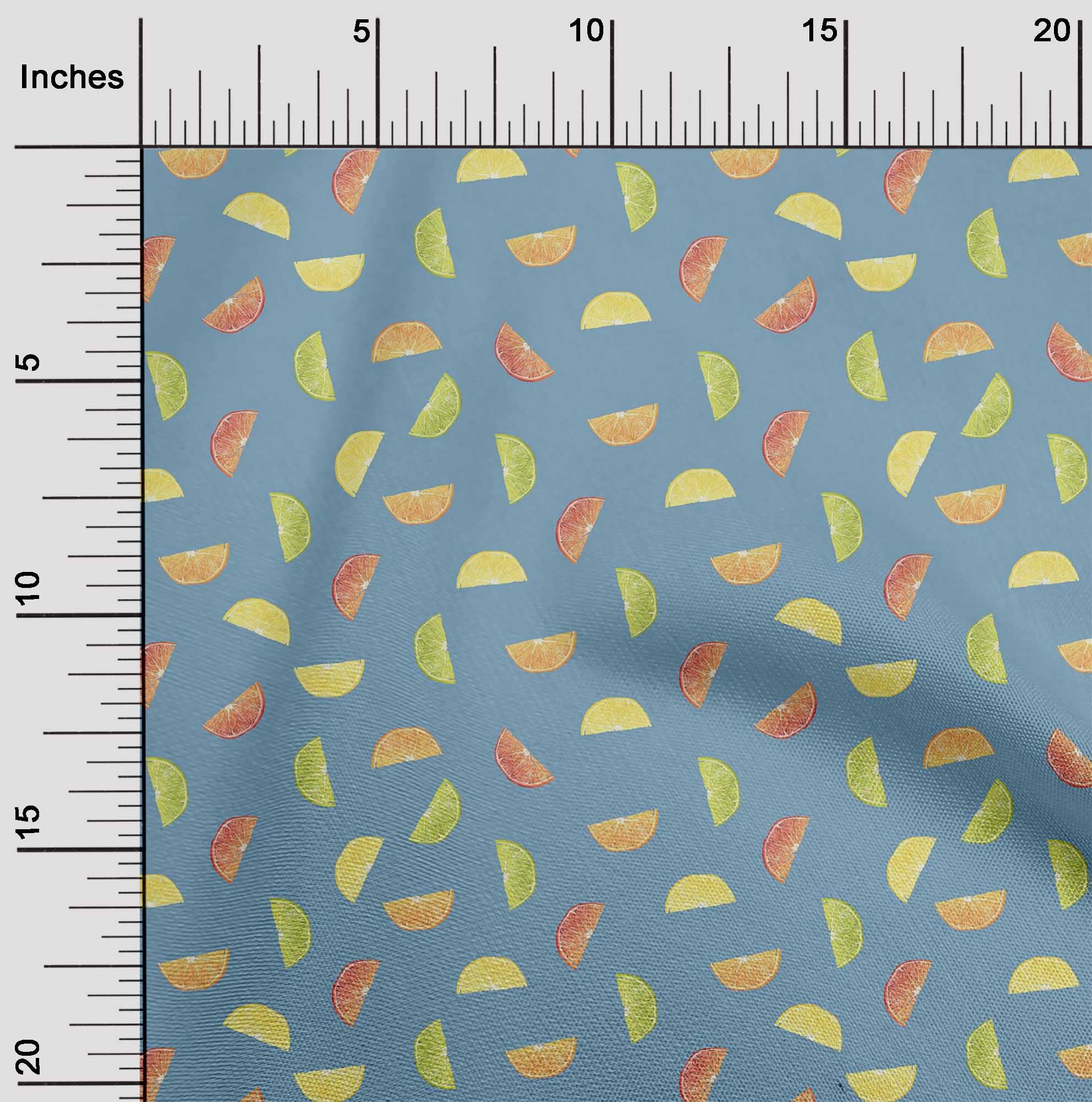 oneOone Organic Cotton Voile Fabric Lemon Slice Vegetable Print Fabric ...