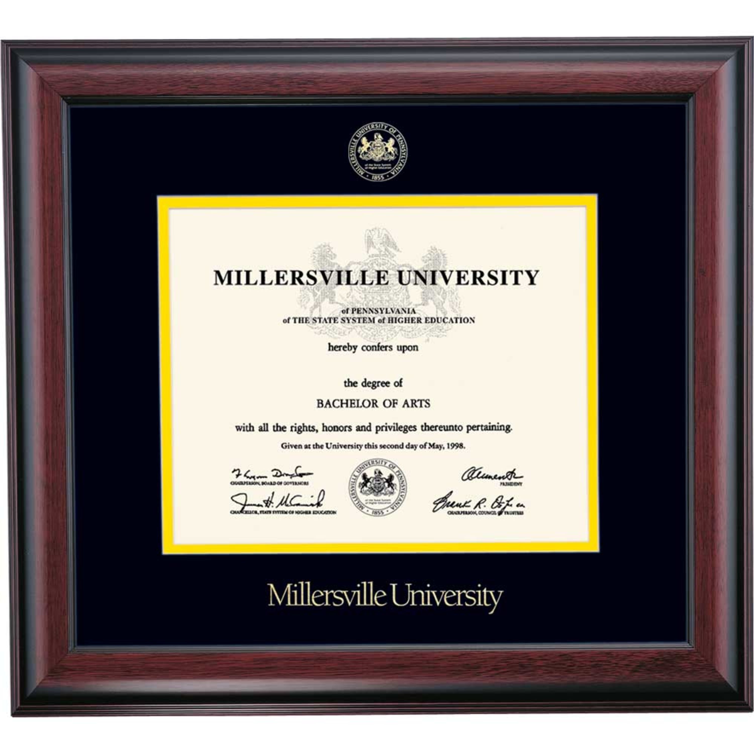 OCM Diploma Frame for Millersville University, 16" x 18" Diploma ...