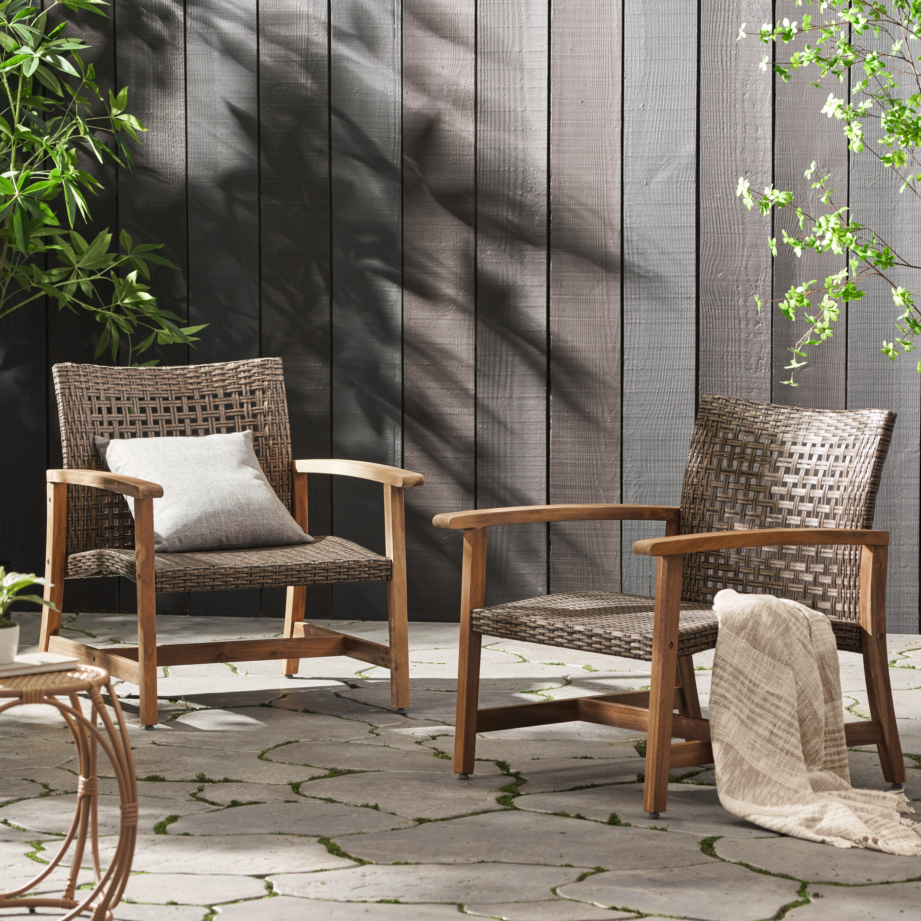 Noble House Hampton Outdoor Acacia Wood Club Chair in Teak and Mocha ...