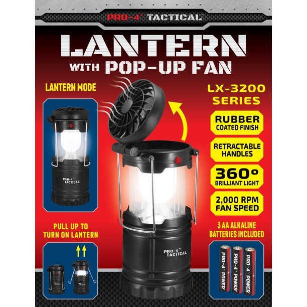 Lantern with Pop Up Fan - 12'' Heavy Duty Camping Tent Fan - 2000 RPM ...