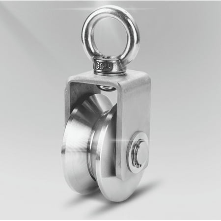 1 Pack 304 Stainless Steel V-Rotating Pulley Ultra Quiet Double Bearing ...