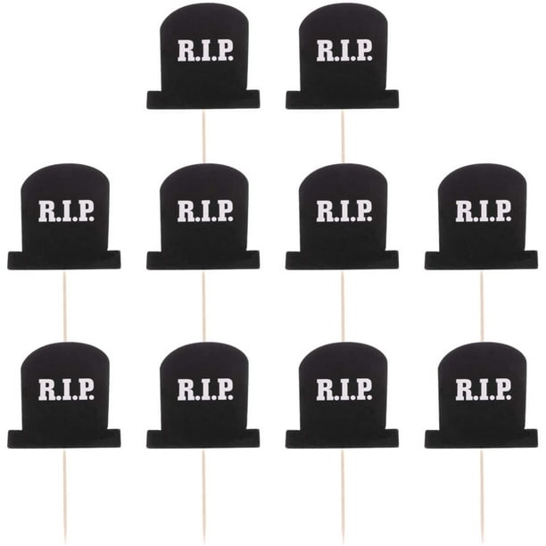 Halloween Cupcake Toppers RIP Tombstones Cake Decorations Graveyard ...