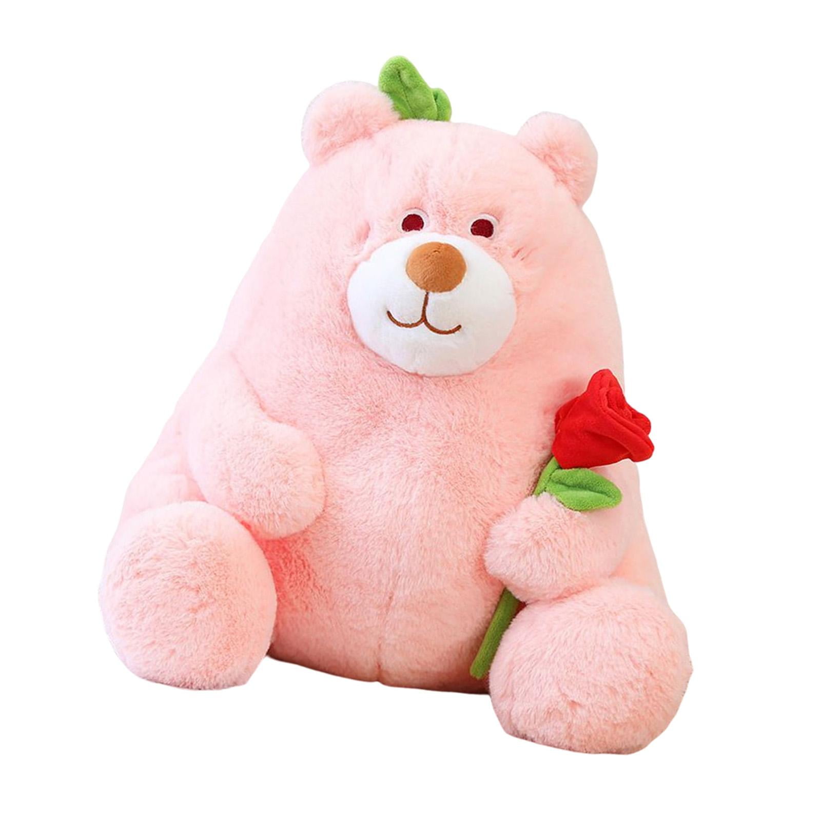 Plush Stuffed Animal Bear Holding Rose Flower Plush Doll Lovely with ...