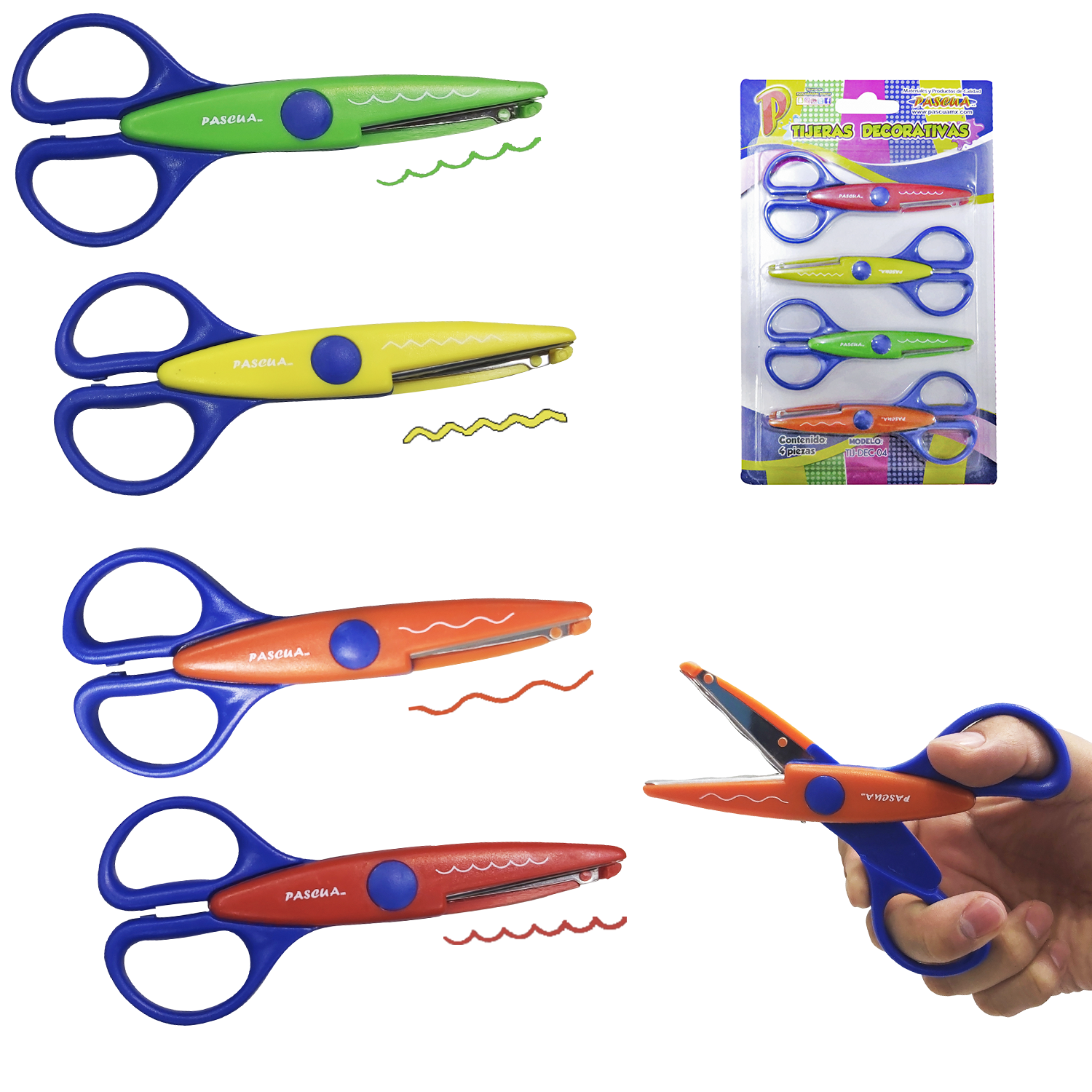 Tijeras DECORATIVAS PASCUA 4 piezas Cortes DIFERENTES CON FORMAS PARA ...