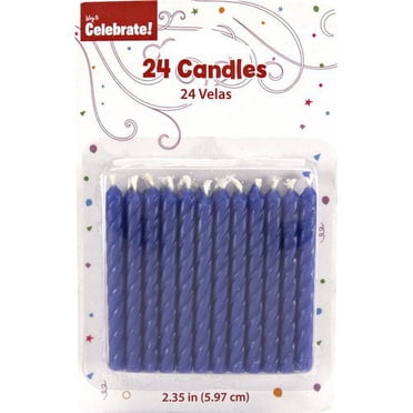 24 Count Blue Spiral Metallic Birthday Candles, Cake Candles, Birthday ...