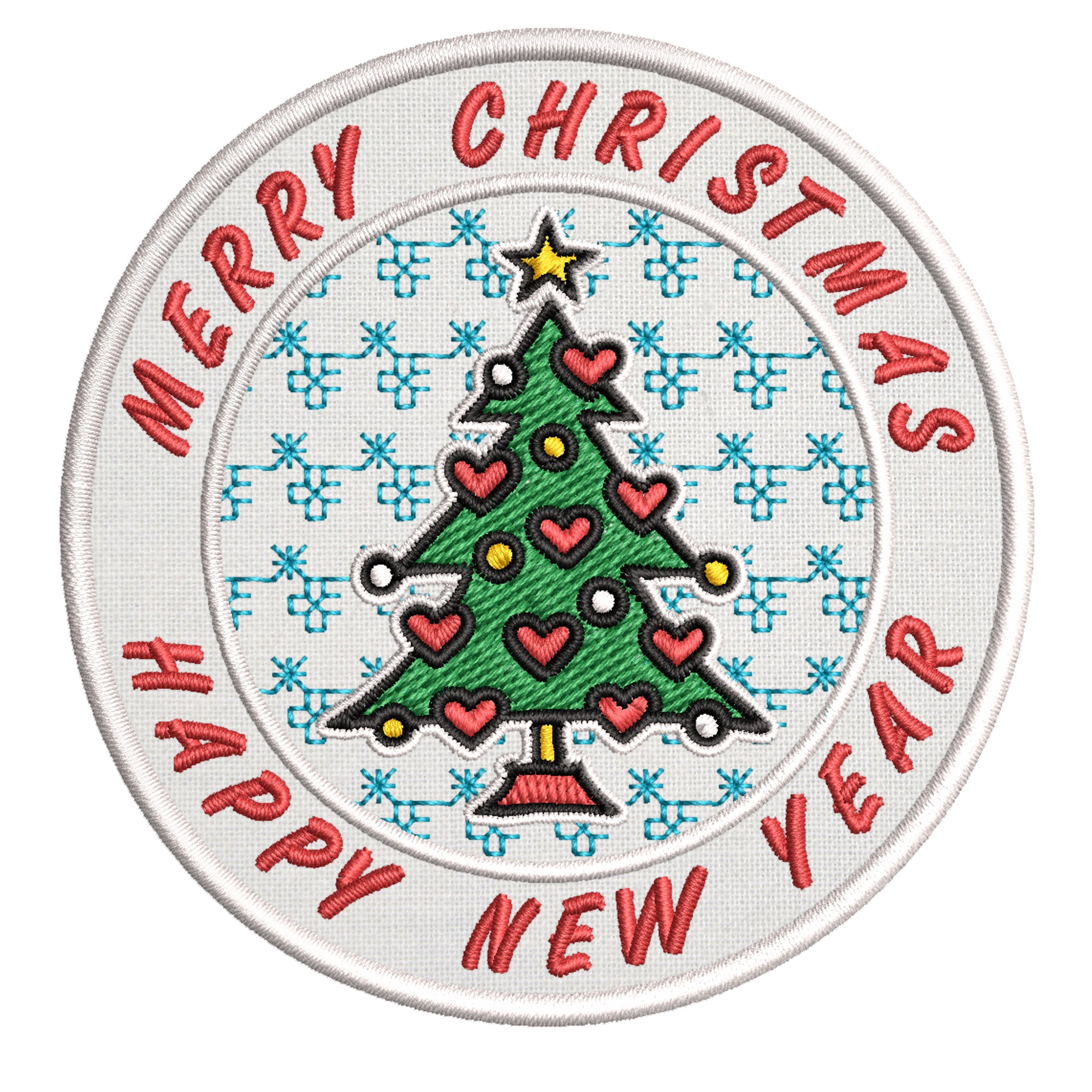 Heart Tree Merry Christmas Embroidered DIY Iron on or Sew-on Decorative ...