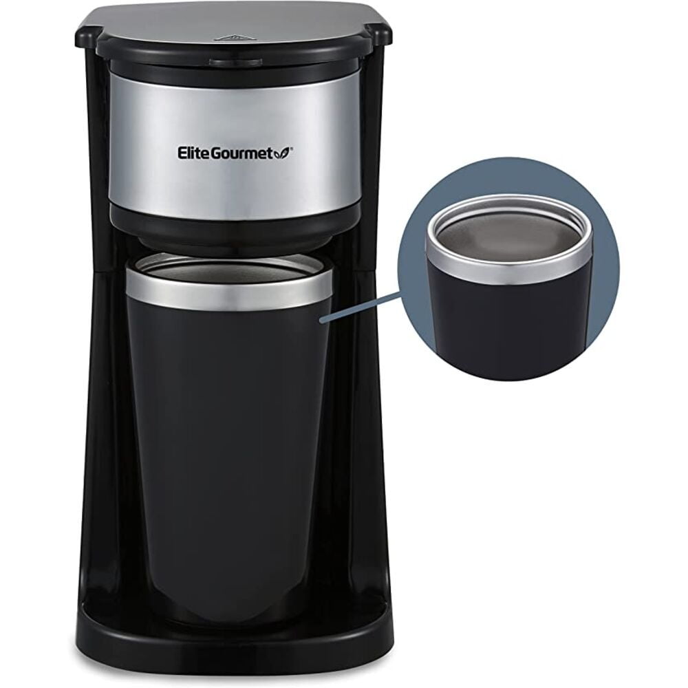 Elite Gourmet Single Serve Personal Coffee Maker with Travel Mug (304SS ...