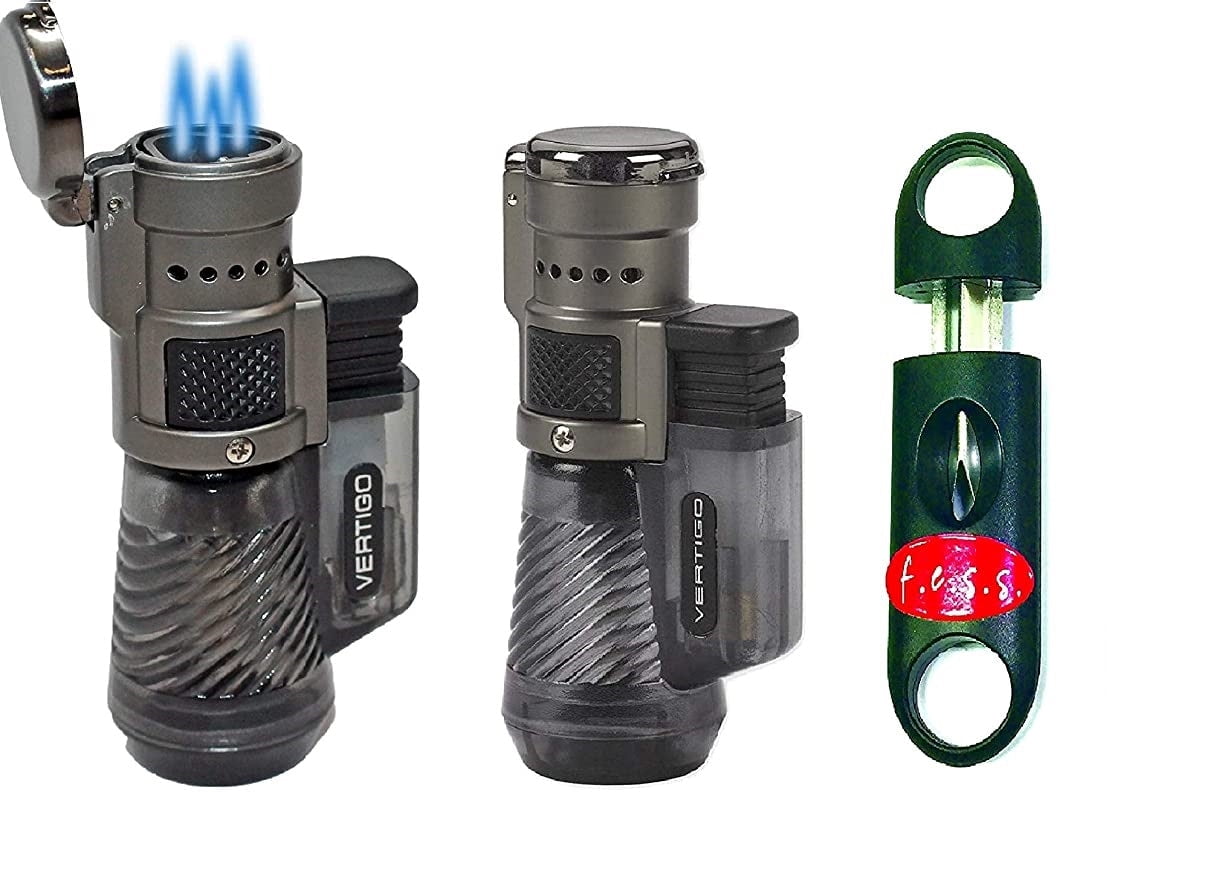 Vertigo by Lotus Cyclone Triple Torch Cigar Lighter Charcoal 2 Pack ...
