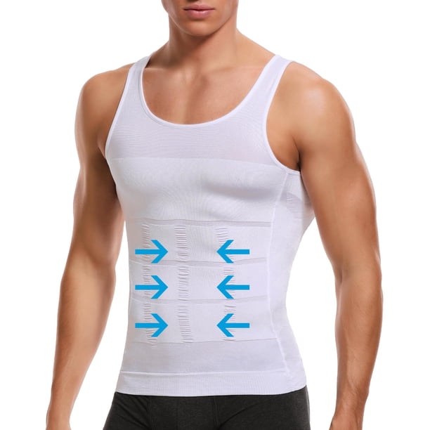 Vaslanda Men's Slimming Body Shaper Vest Compression Shirt Gym Workout ...