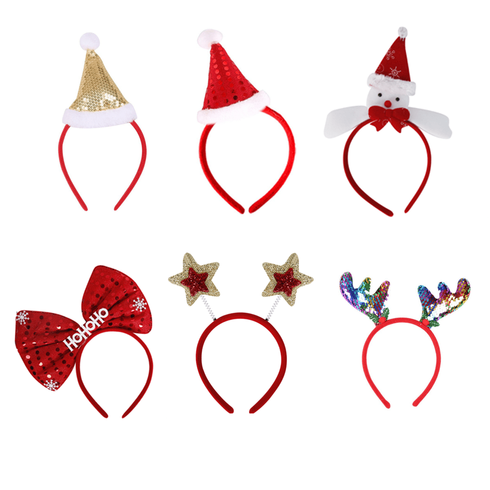 6 PCS Holiday Headbands,Cute Christmas head hat toppers ,for Christmas ...