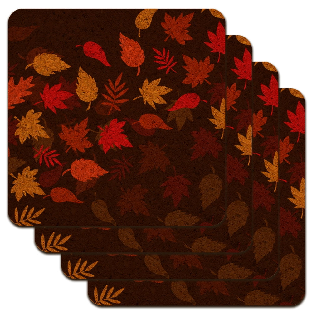 Fall Leaves Autumn Low Profile Novelty Cork Coaster Set - Walmart.com