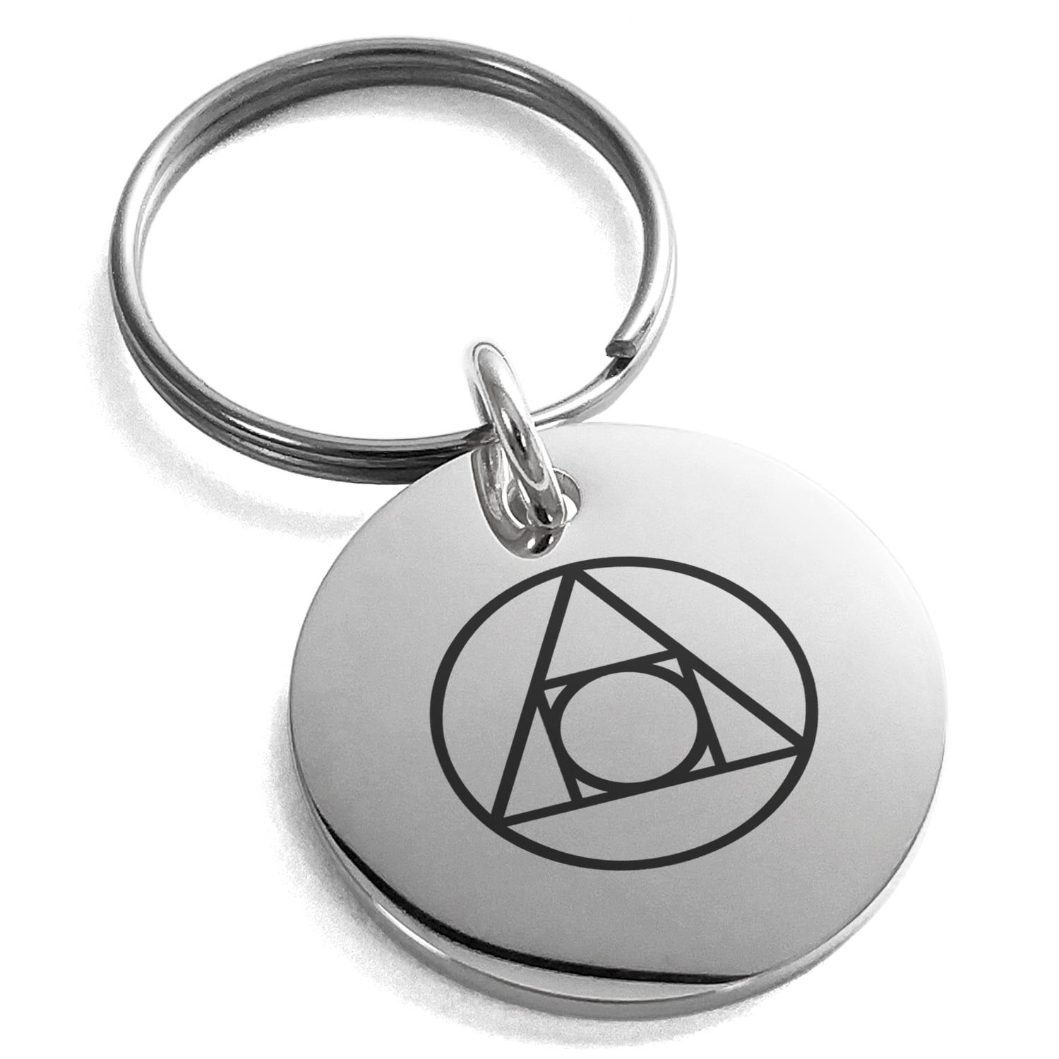 Stainless Steel Alchemy Engraved Small Medallion Circle Charm Keychain ...