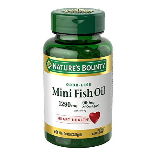 Natureâ€™s Bounty Mini Fish Oil Softgels 1290 mg, Omega-3, Supports ...