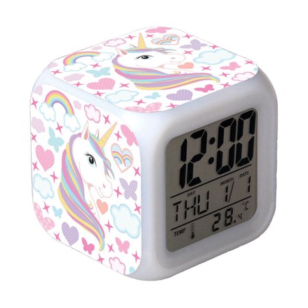 Unicorn Alarm Clock for Kids, Night Light Alarm Clock Girls Digital ...