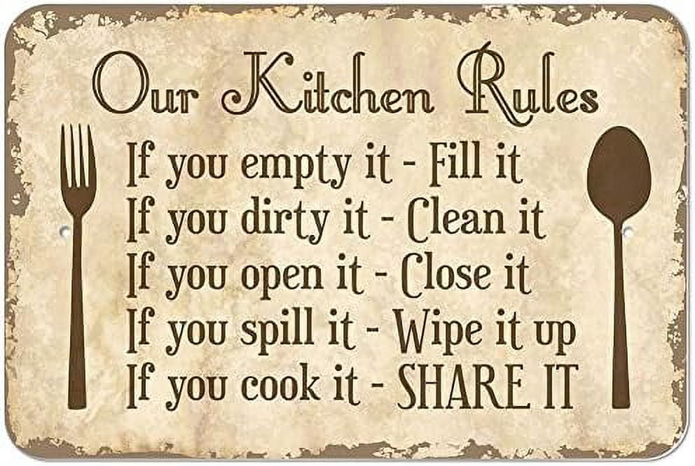 Our Kitchen Rules 9" X 6" Metal Sign - Walmart.com