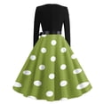 KLHDSF Dresses For Women Vintage Round Neck Long Sleeve Polka Dot ...