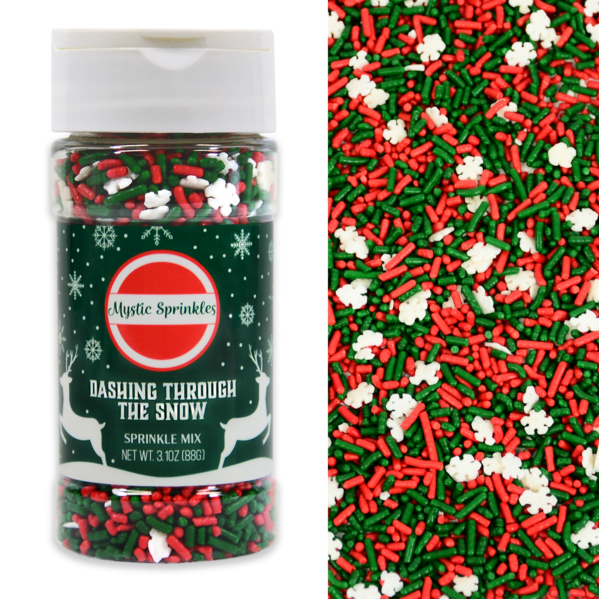 Mystic Sprinkles Dashing Through The Snow Sprinkle Mix 3.1 Ounce Bottle ...