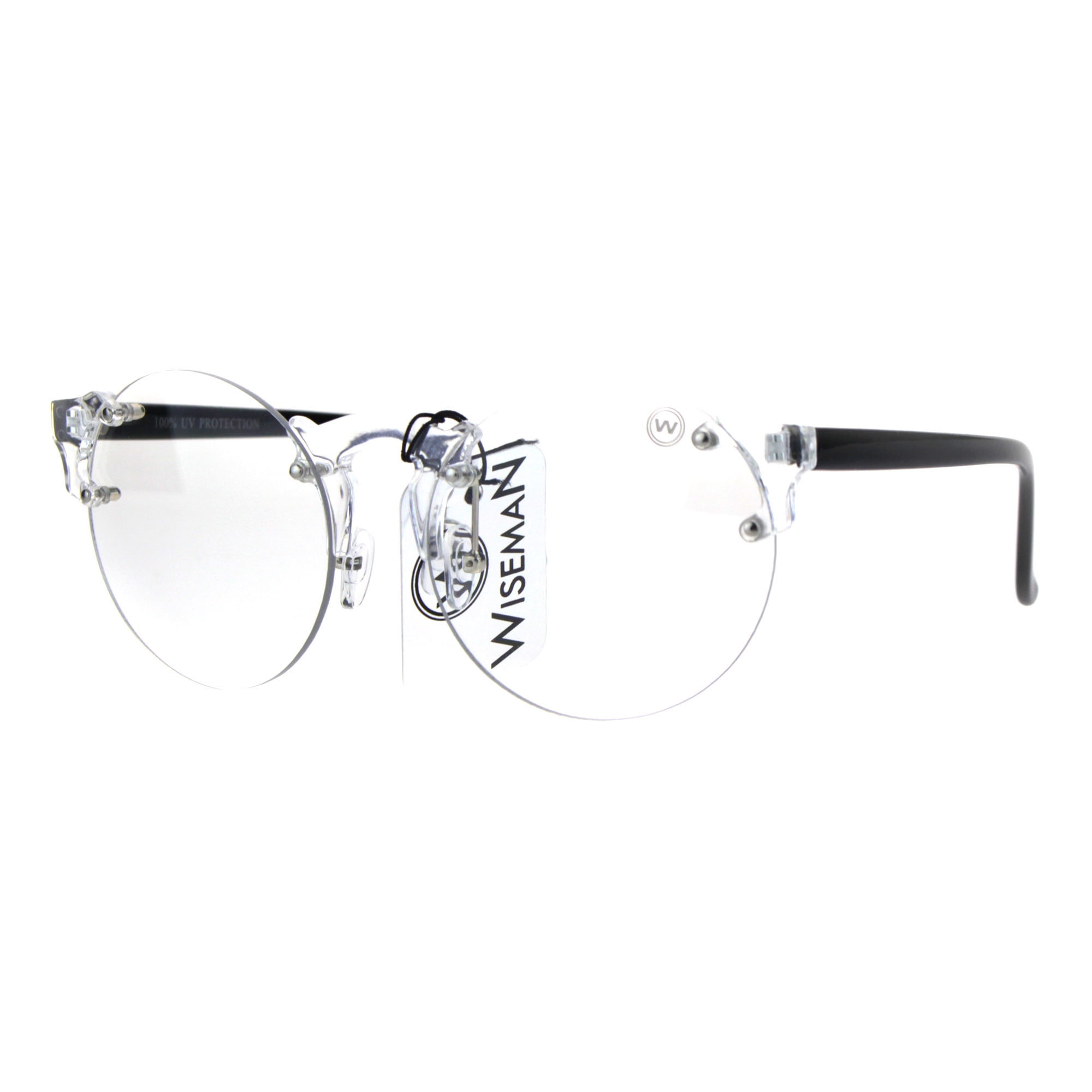 Mens Hipster Nerdy Retro Clear Circle Round Lens Eye Glasses Clear Black