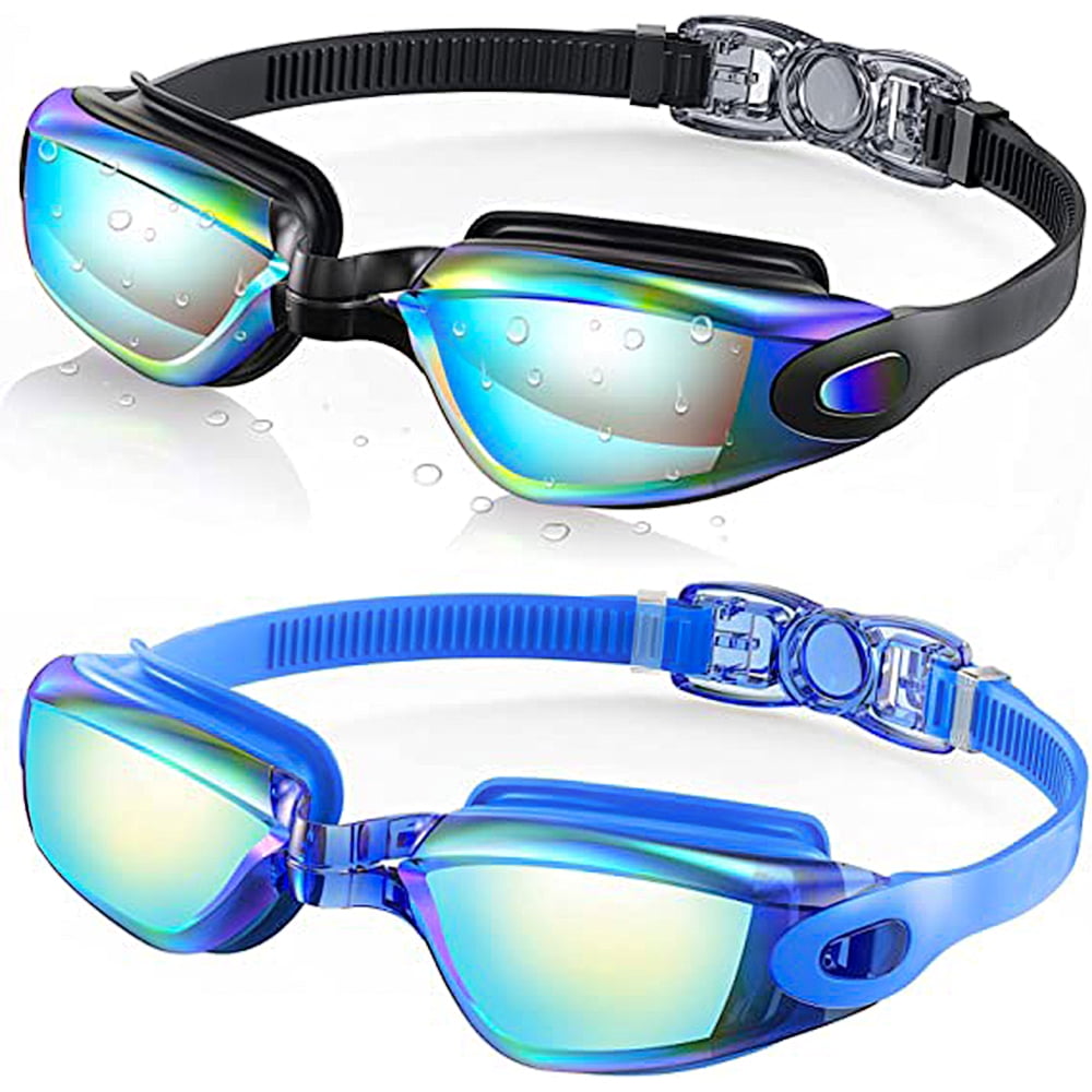 Swim Goggles, Pack of 2 Swimming Goggles, Anti-Fog Anti-UV Youth Swim ...