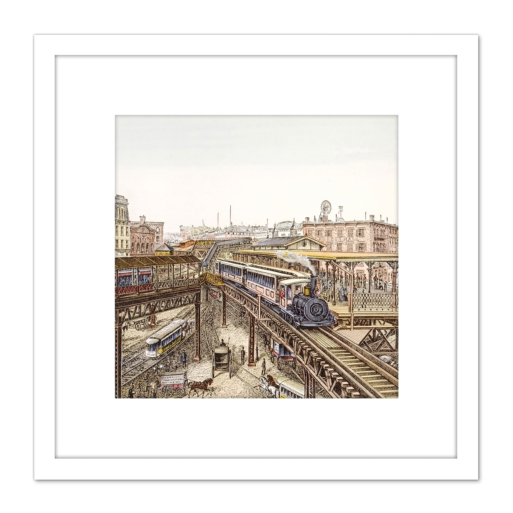 Magnus New York Chatham Square Elevated Railroad Crossing 8X8 Inch ...