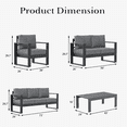 LayinSun 5 Piece Hight Back Aluminum Outdoor Furniture Set with Coffee ...
