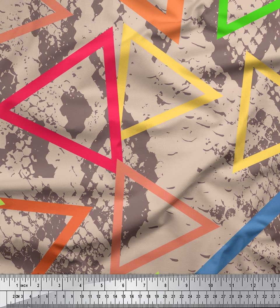 Soimoi Viscose Chiffon Fabric Animal Skin & Triangle Geometric Print ...