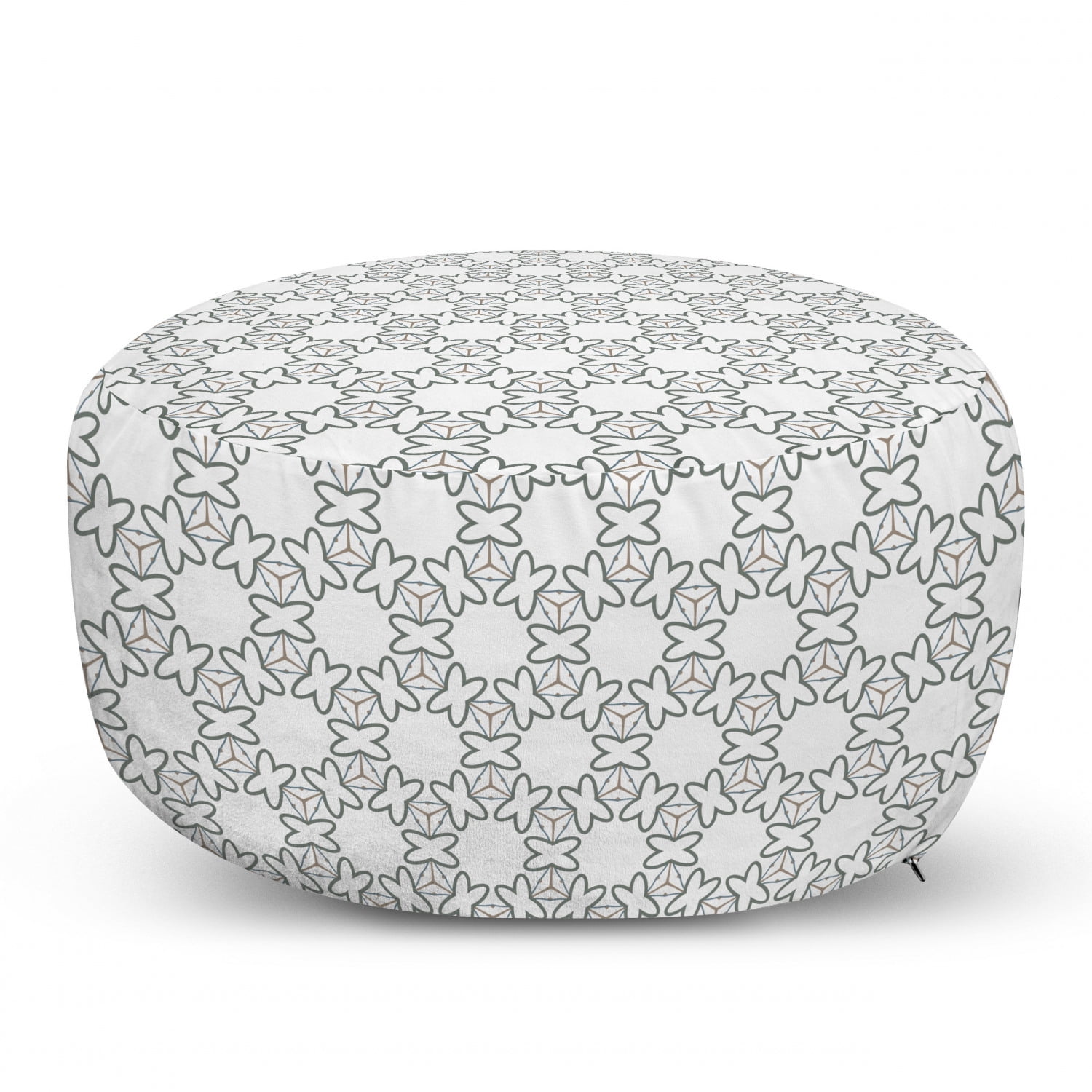 Abstract Pouf Cover with Zipper, Demonstration of Outline Drawings of ...