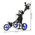 Gymax 3-Wheel Foldable Golf Push Pull Cart Trolley w/ Seat Adjustable ...
