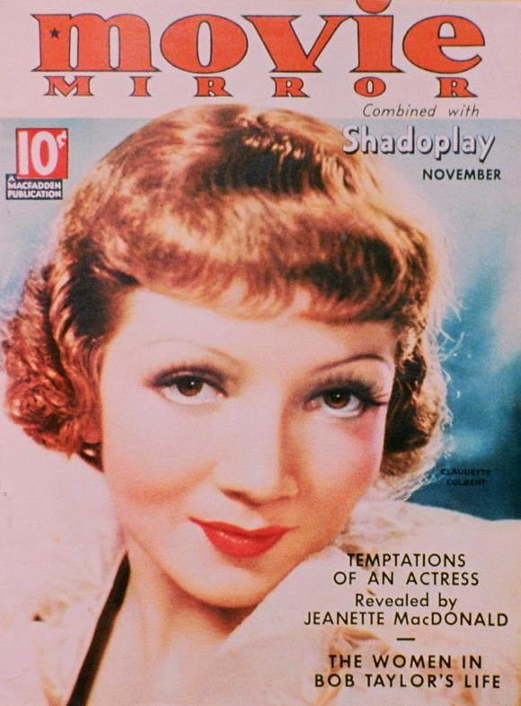 Claudette Colbert - movie POSTER (Movie Mirror Magazine Cover 's Style ...