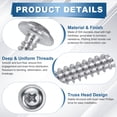 200 Packa M2.6x12 Self Tapping Screws, 410 Stainless Steel Truss-Head ...