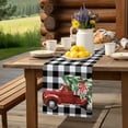 Cartoon Red Truck Xmas Tree Table Runner 13x36in Non-Slip Cotton Linen ...