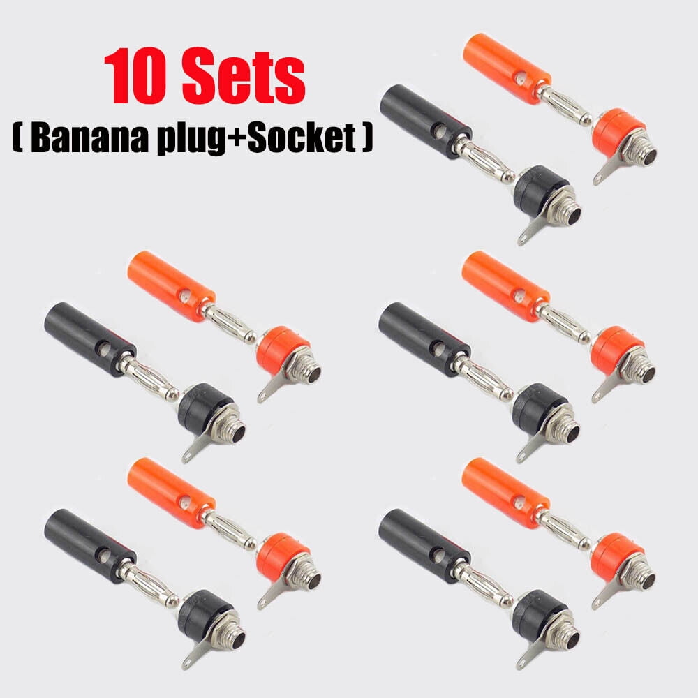 10pairs Male + Female 4mm Banana Plug + Socket Screw Connector J072 ...