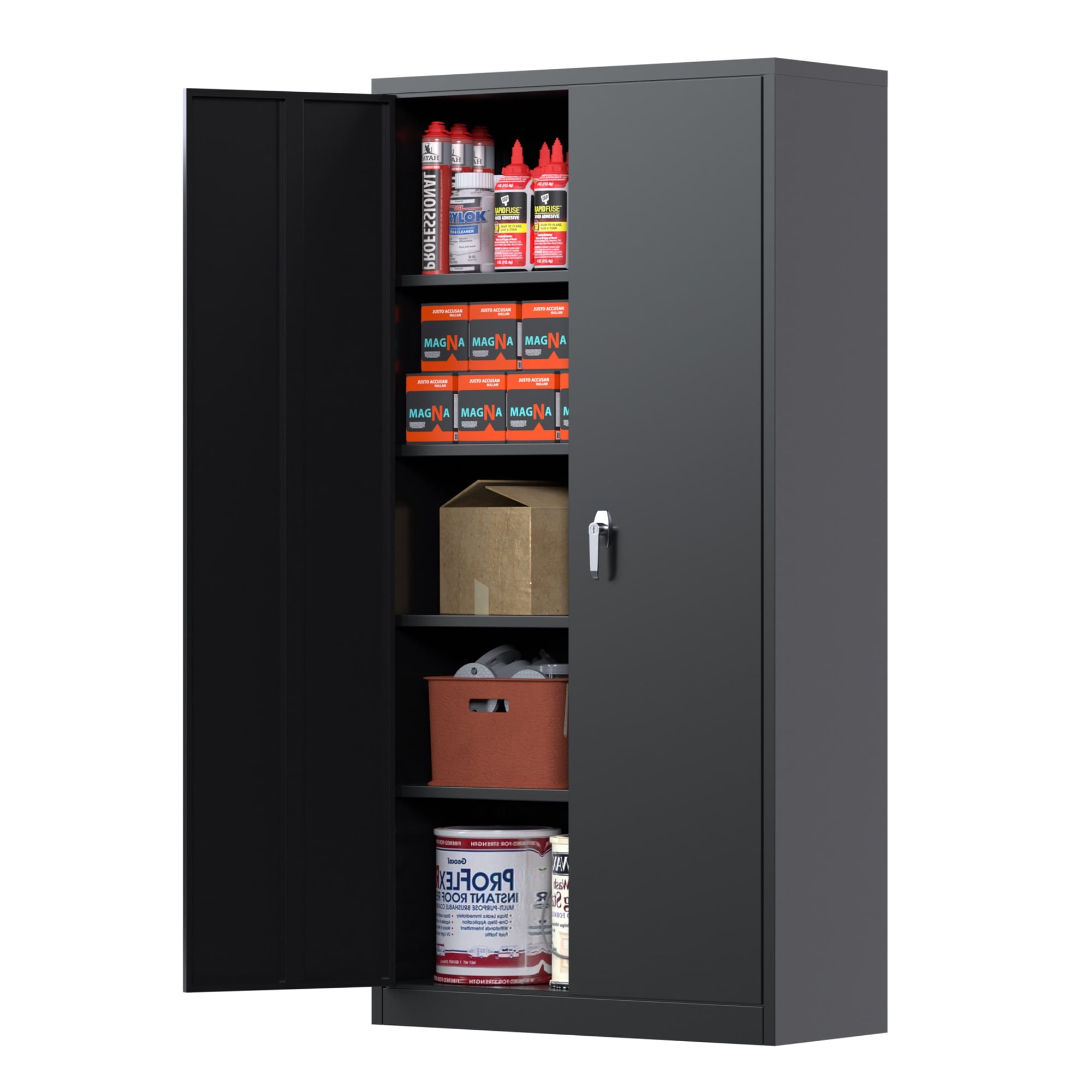 GAEANET Metal Storage Cabinet, 72 inches Locking Steel Storage Cabinet ...