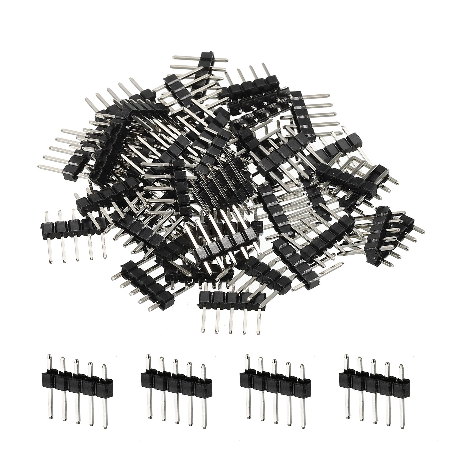 Uxcell Pack of 50 Straight Pin Header DIP Single Row 5 Pin 2.54mm Pitch ...