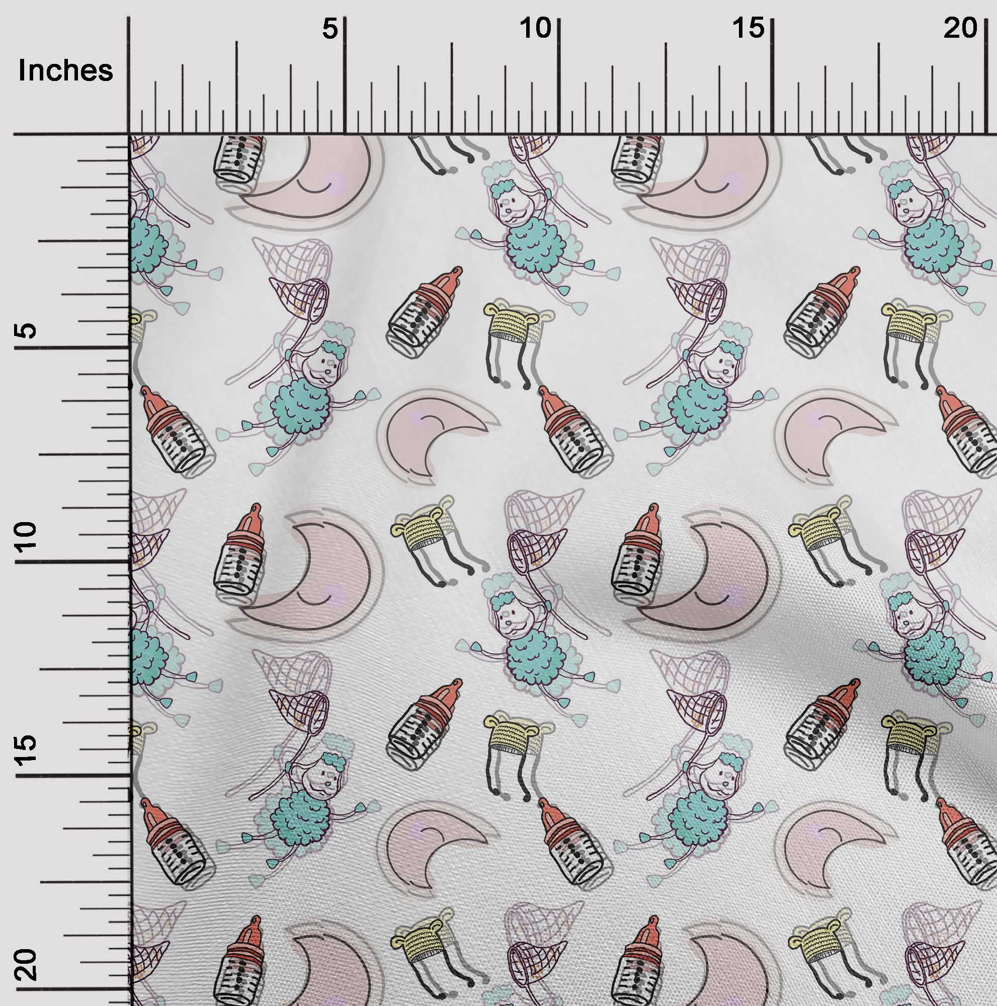 oneOone Cotton Silk White Fabric Baby Feeder|Moon & Cartoon Sheep Kids ...