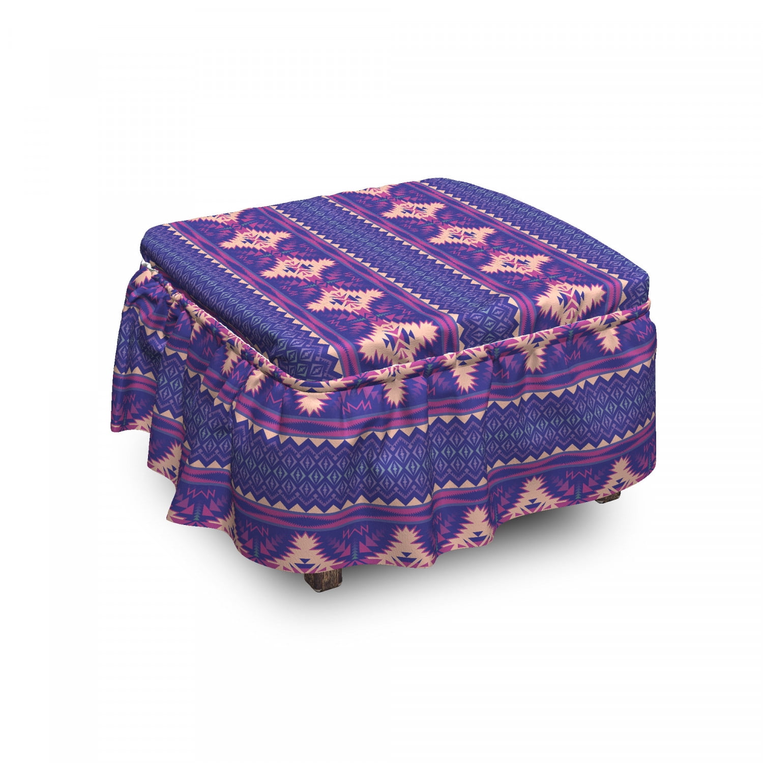 Aztec Ottoman Cover, Modern Inspire Ornate Pattern, 2 Piece Slipcover ...