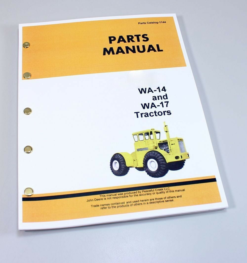 Parts Manual For John Deere Wa14 Wa17 Tractors Catalog Assembly ...