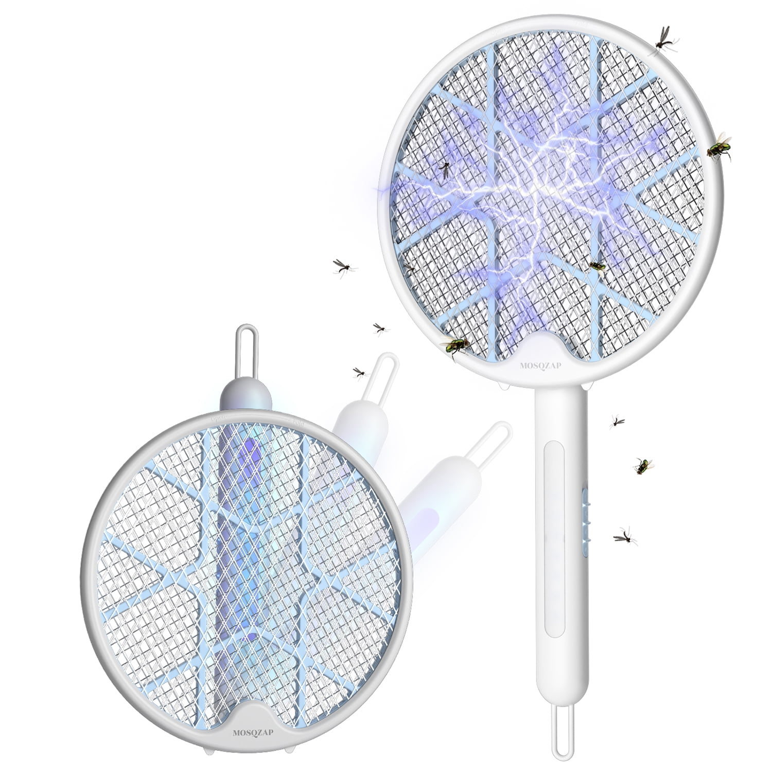 2 in1 Electric Fly Swatter Racket 1 Pack with USB Rechargeable Foldable ...