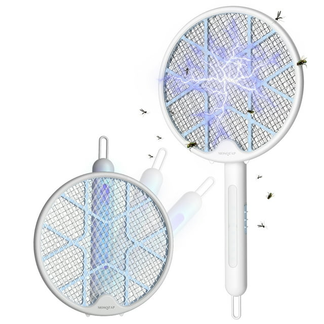 2 in1 Electric Fly Swatter Racket 1 Pack with USB Rechargeable Foldable ...