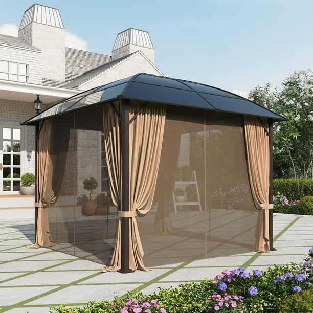 MF Studio 10' x 10' Outdoor Hardtop Gazebo Polycarbonate Roof Patio ...