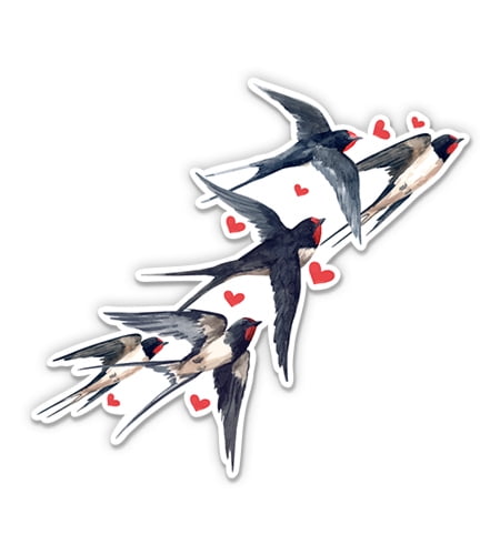 Pretty Painted Swallows - 5" Vinyl Sticker - For Car Laptop I-Pad ...