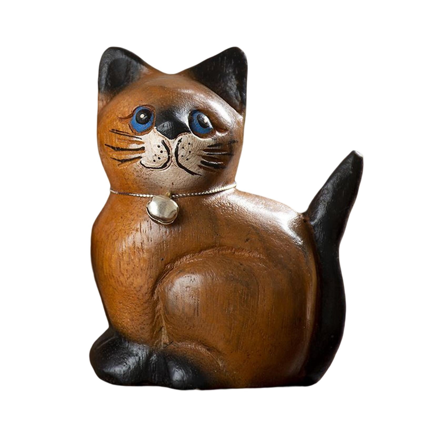 Estatuas de Gato Talladas en Madera perfecl Colección de Figuritas de ...