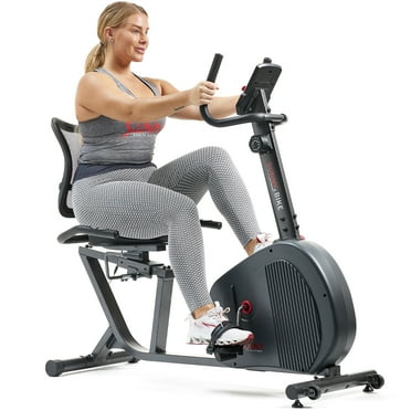 Sunny Health & Fitness Stationary Magnetic Recumbent Indoor Cycle Bike, 350 lb Weight Capacity ...