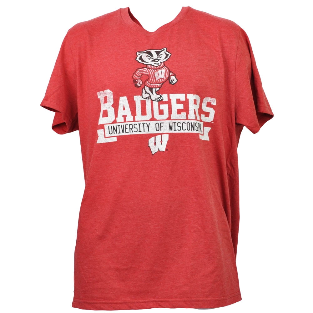 NCAA Wisconsin Badgers Red Short Sleeve Mens Adults Tshirt Tee ...